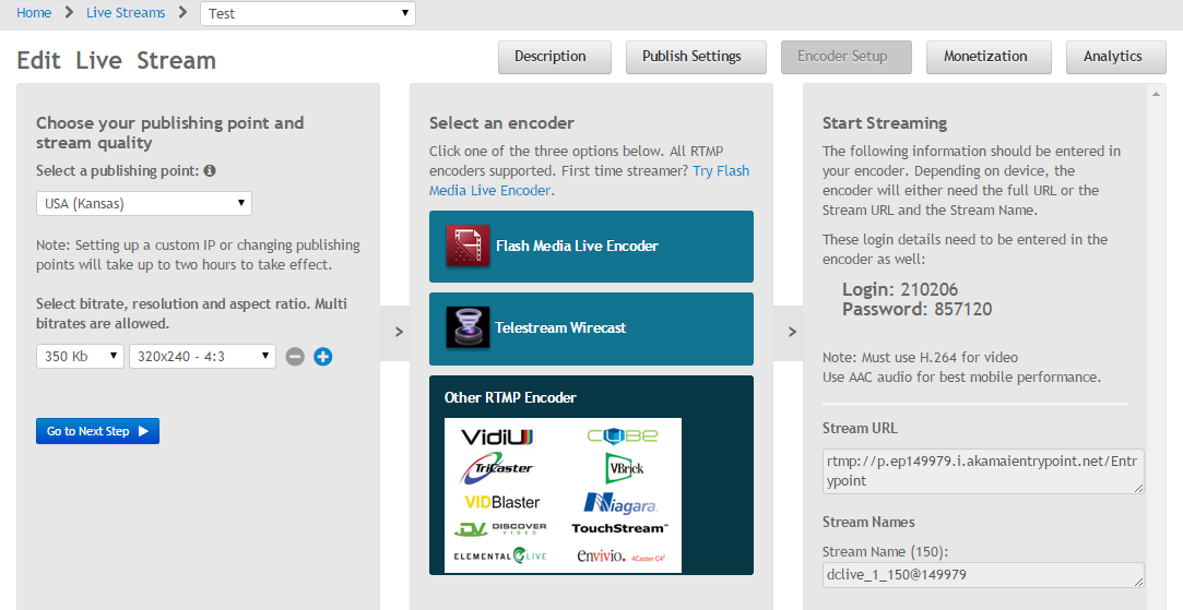 DaCast Live Streaming Encoder Setup