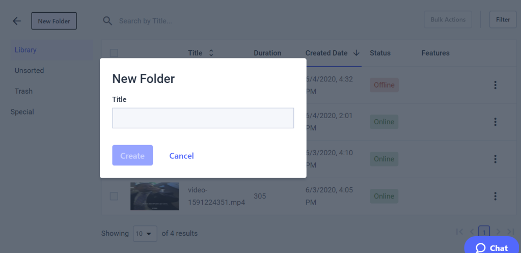 Dacast VOD Content - Add Folder