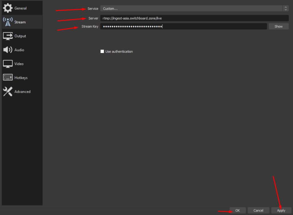 How To Stream To Dacast Using Switchboard Live (Multiple Destinations)