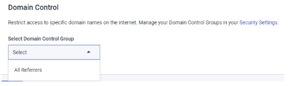 Video Playlist Channel - Select Domain Control Group