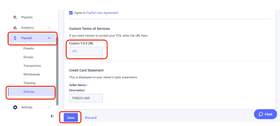 Custom Terms of Service.